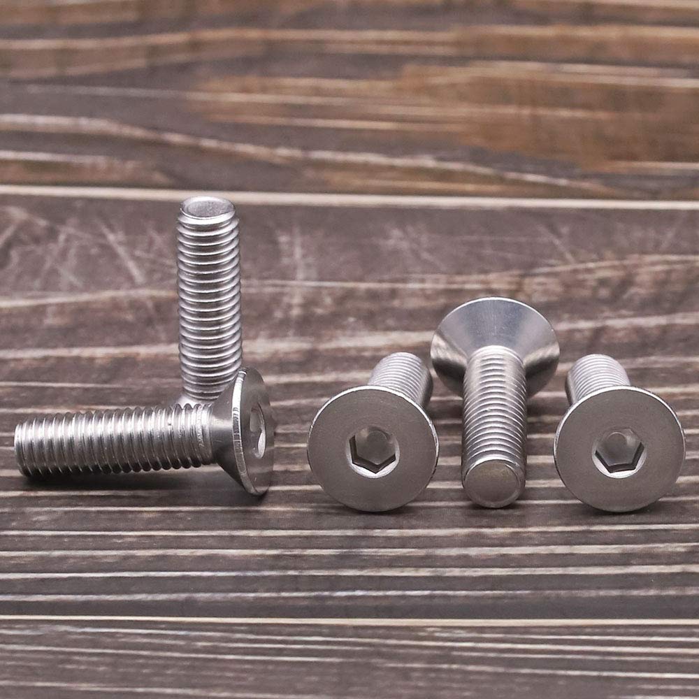 #10-24 x 1/2" Flat Countersunk Head Socket Cap Screws, 304 Stainless Steel 18-8 SS, Full Machine Thread Coverage, Allen Hex Drive, 50 PCS