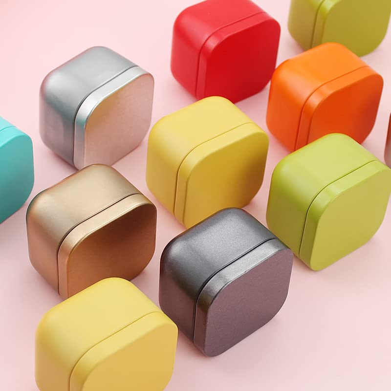 10-Pack Multicolor Small Square Tinplate Tea Tin Can Exquisite Candy Gift and Crafts Box Food Storage Container (Mix-color)