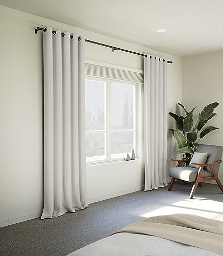 100% Blackout Linen Curtains 50" W x 84" L 2 Panels Set,Thermal Insulated Full Light Blackout Curtains for Bedroom/Living Room,Beige
