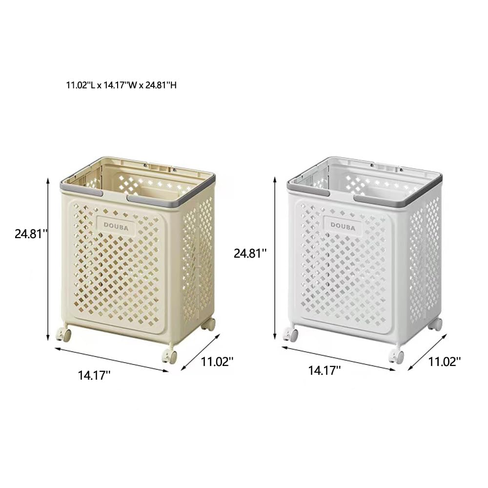 1 Large Laundry Basket, with Wheels Laundry Hamper Large Capacity Foldable Laundry Basket, Multi Functional Organizerused for bathroom, balcony, and home tidying (white)