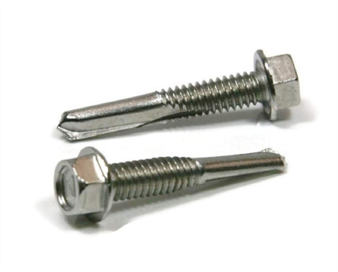 #12 TEK 5 Hex Washer Head Stainless Steel Self Drilling Screws #12-24 x 1-1/4 inch Qty 250