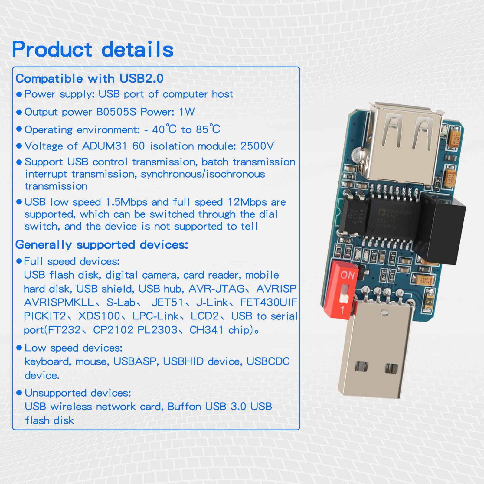 000 EC buying ADUM3160 Isolation Module Blank electronic chip cards USB to USB Isolator Board Support 12Mbps 1.5Mbps, Icoupler technology is compatible with usb2.0,No external power supply or drive