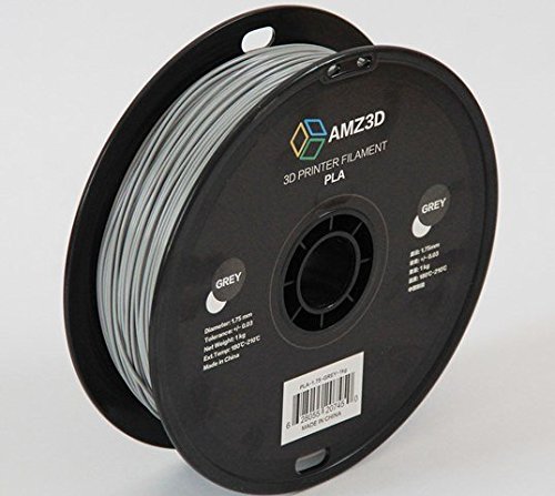 1.75mm Grey PLA 3D Printer Filament - 1kg Spool (2.2 lbs) - Dimensional Accuracy +/- 0.03mm