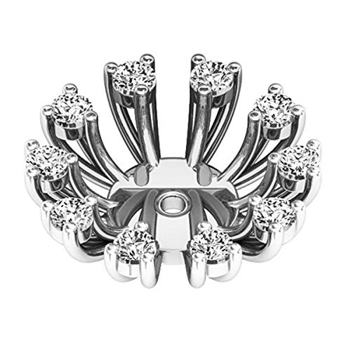 0.15 Carat (ctw) Round Diamond Removable Jackets For Stud Earring (Only 1pc), 14K White Gold