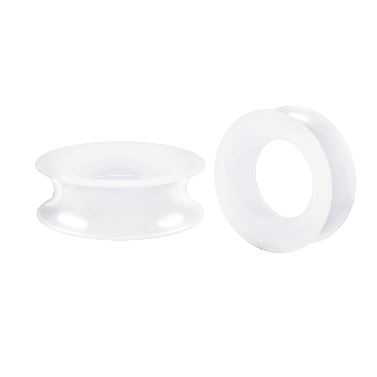 1 1/8" Inch (30mm) - White Silicone Double Flared Ear Plugs - Sold as a Pair