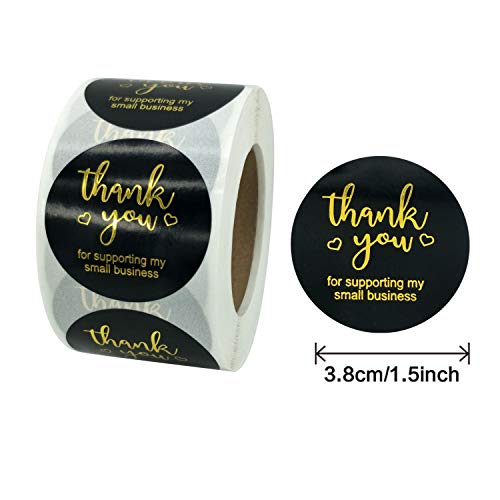 1.5" Sticker Roll 500 PCS, Thank You for Supporting My Small Business Stickers Online Retail,Sealing Decoration (Gold)