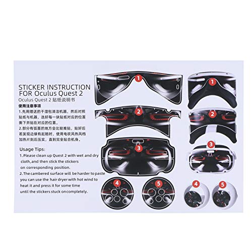 01 VR Protective Sticker, VR Controller Headset Stickers ‑Pollution PVC Material for VR Gaming Glasses for Quest 2(Flame Skeleton)