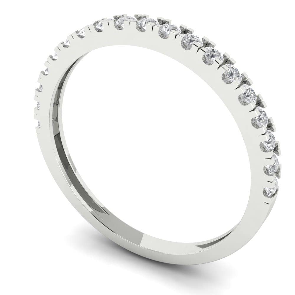 0.57 ct Round Cut Clear Simulated Diamond 14k White Gold Stackable Wedding Engagement Promise anniversary Band Sz 10