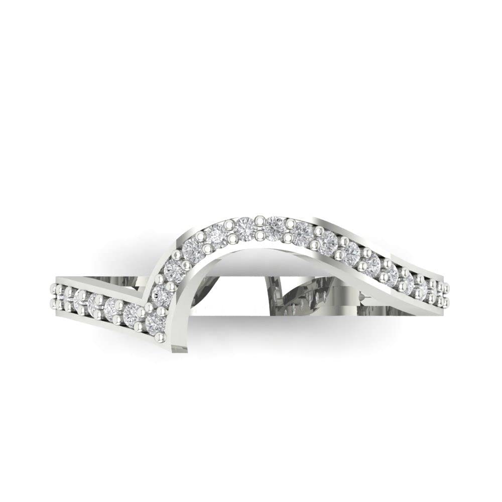 0.16 ct Brilliant Round Cut Clear Simulated Diamond 14k White Gold Stackable Wedding Engagement Promise anniversary Band Sz 9