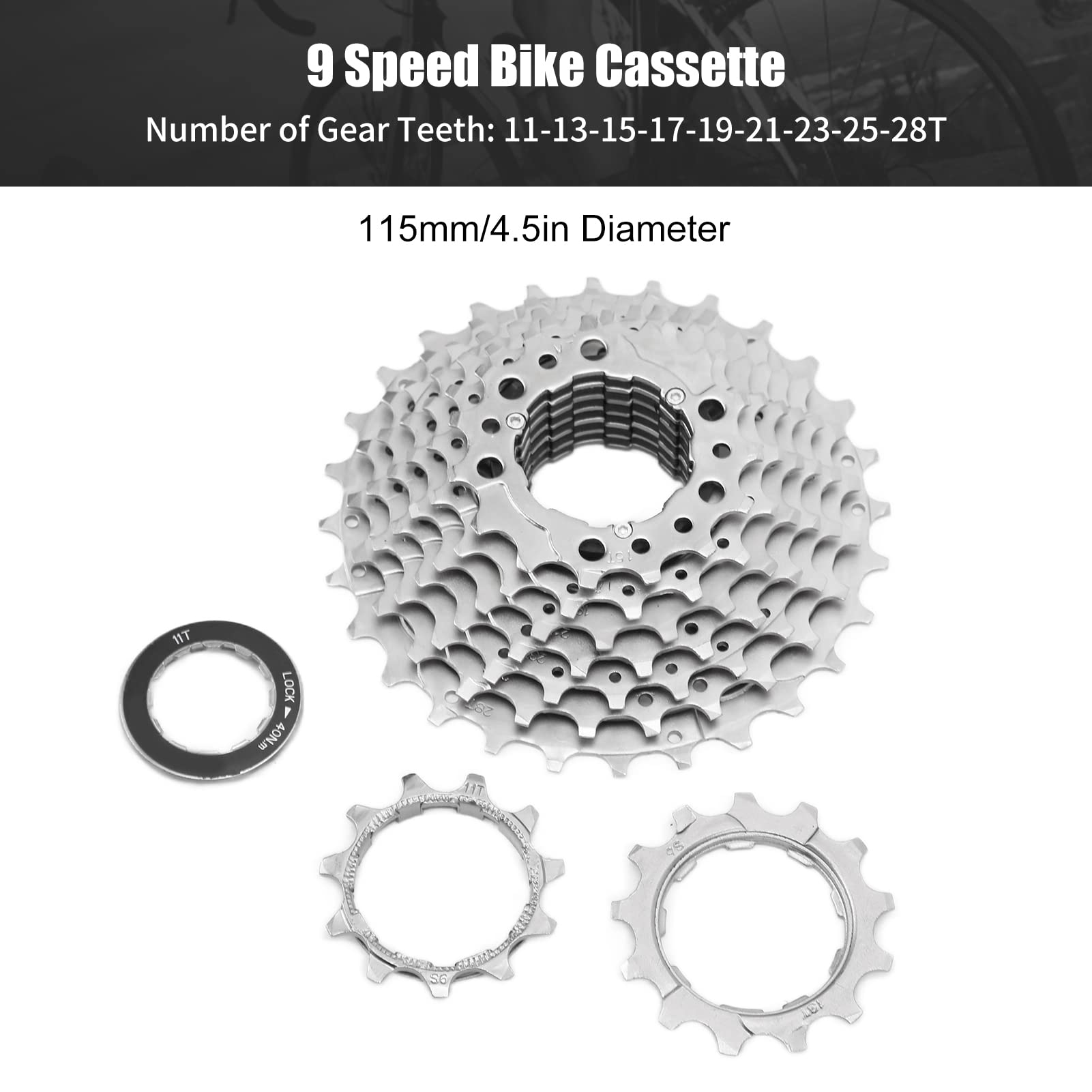 01 02 015 Bicycle Cassette, Bicycle Cassette Flywheel Rust Proof Impact Resistant for Road Mountain Bikes