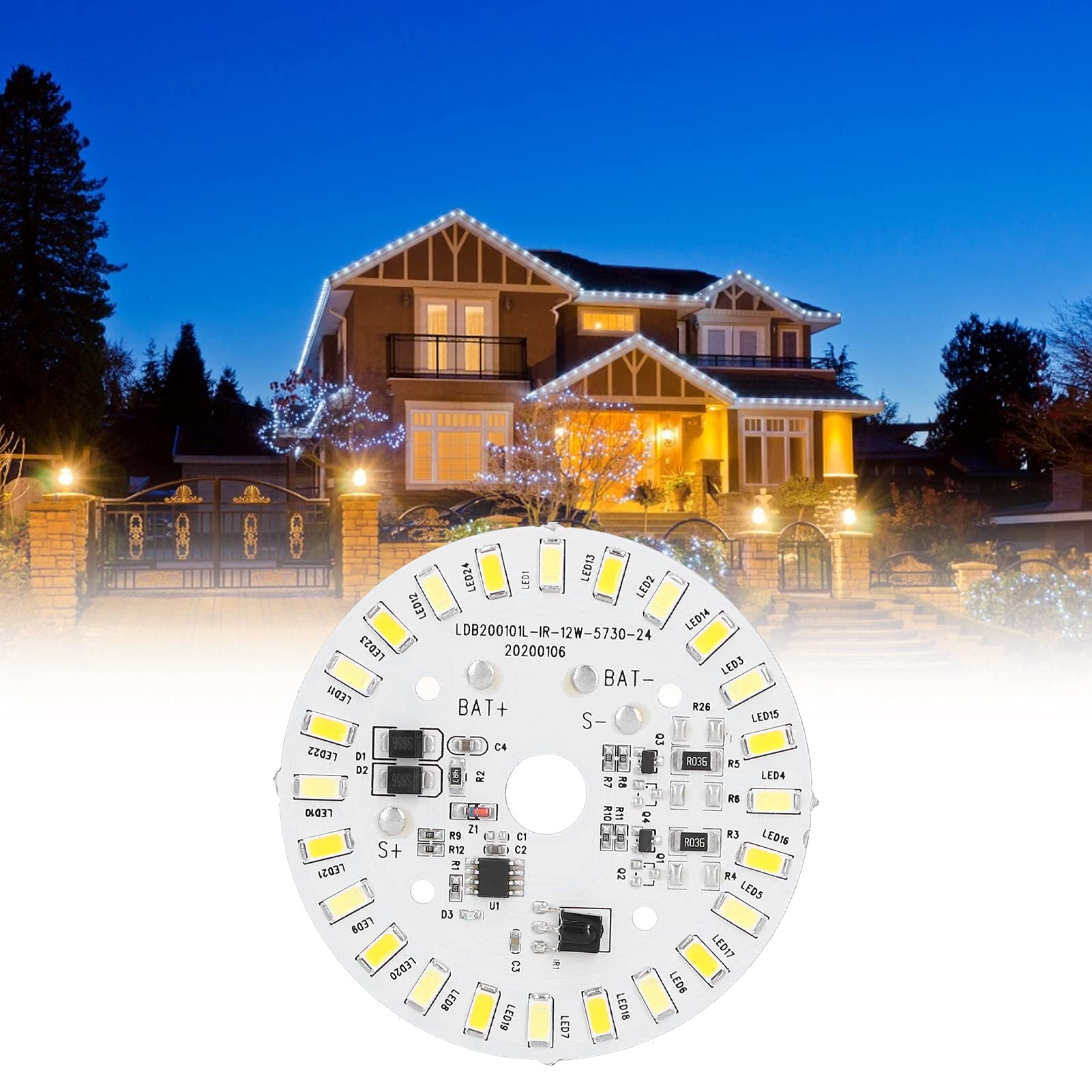 01 02 015 Lamp Panel Board, White+ Warm Light 3.2V/3.7V LED Lamp Panel for Solar Garden Lights for Solar Flood Lights for Garden for Home