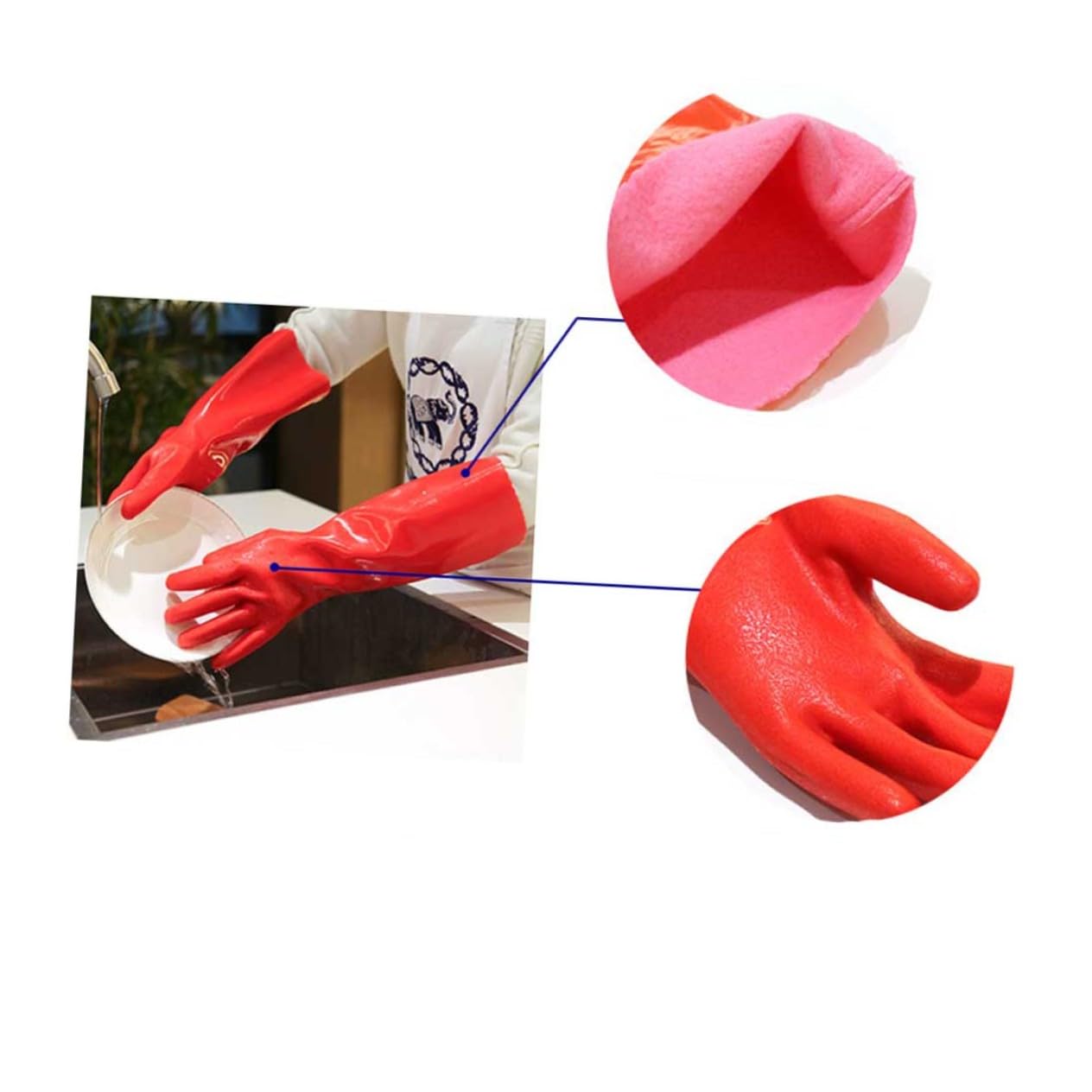 1 Pair gloves for cleaning latex gloves kitchen cleaning gloves housework gloves non-slip gloves thicken