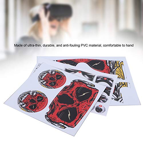 01 VR Protective Sticker, VR Controller Headset Stickers ‑Pollution PVC Material for VR Gaming Glasses for Quest 2(Flame Skeleton)