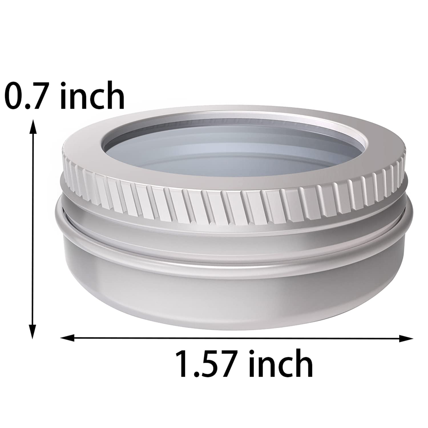 0.5 Ounce Aluminum Tin Jar 15 ml Refillable Containers Clear Top Screw Lid Round Tin Container Bottle 20 Pcs for Cosmetic,Lip Balm, Cream