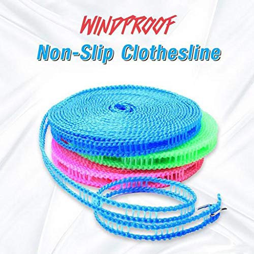 3 Pack Windproof Non-Slip Clothesline,Clothes Drying Rope Portable Adjustable Line Hanger for Camping Travel & Home Use (10M)
