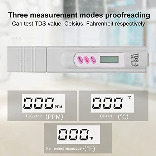 01 Tds Meter, LCD Digital Water Test Meter 1Ppm Resolution 5 Minutes Automatic Shutdown 3 Measurement Modes for Drinking Water for Aquarium Swimming Pool