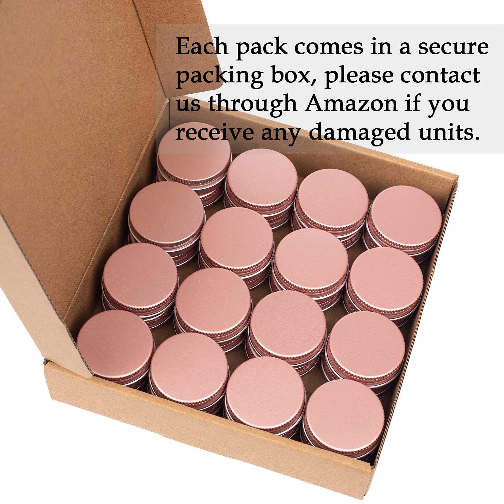 0.5 oz Screw Top Aluminum Tin Jar with Screw Lid and Blank Labels (Rose Gold - Pack of 32)