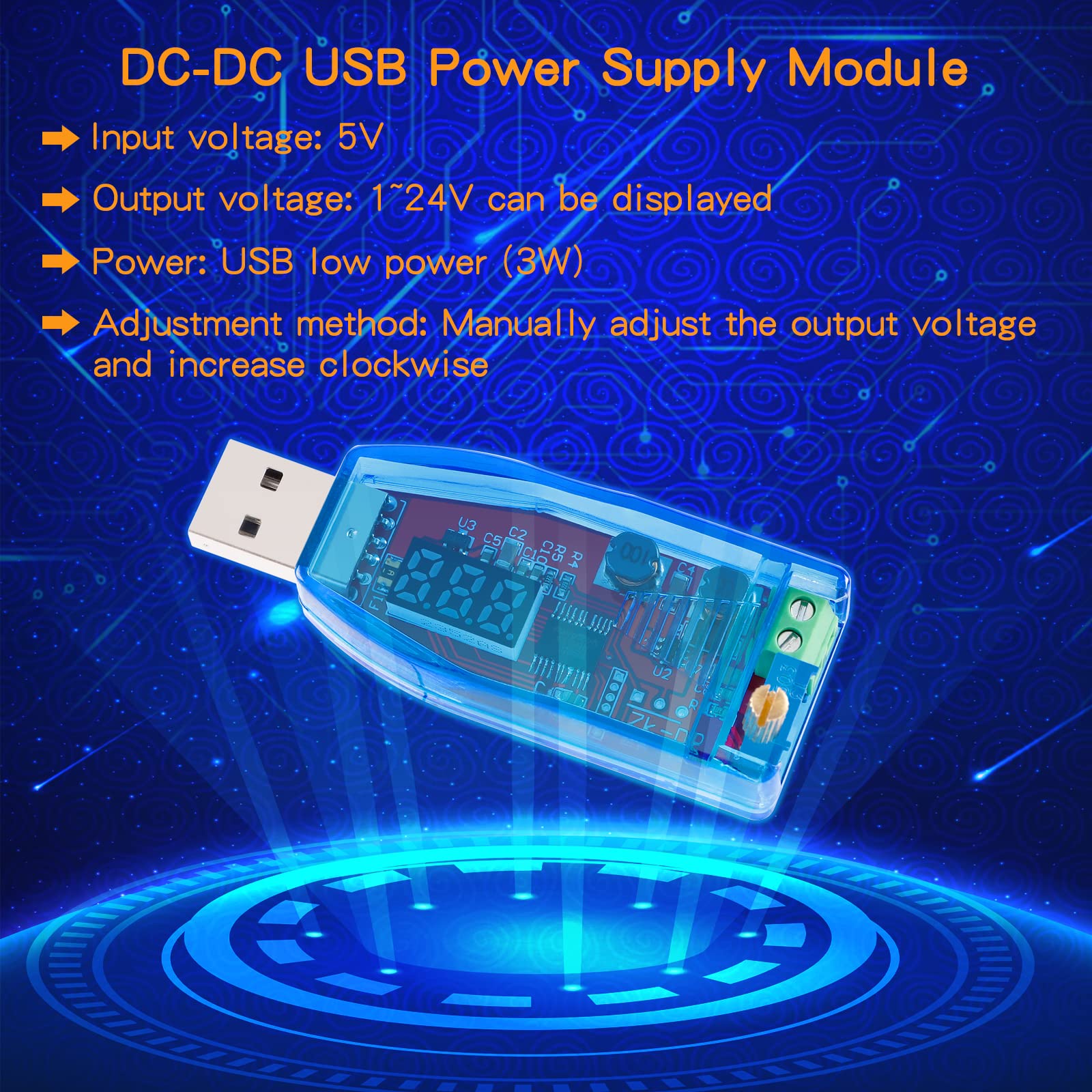 000 EC Buying DC-DC USB Power Supply Module, DC-DC USB Adjustable Step-up Power Supply Regulator Module, with Display 5V to 3.3V 9V 12V 24V 3W DC Voltage Regulator Adjustable Power Module 3.3V