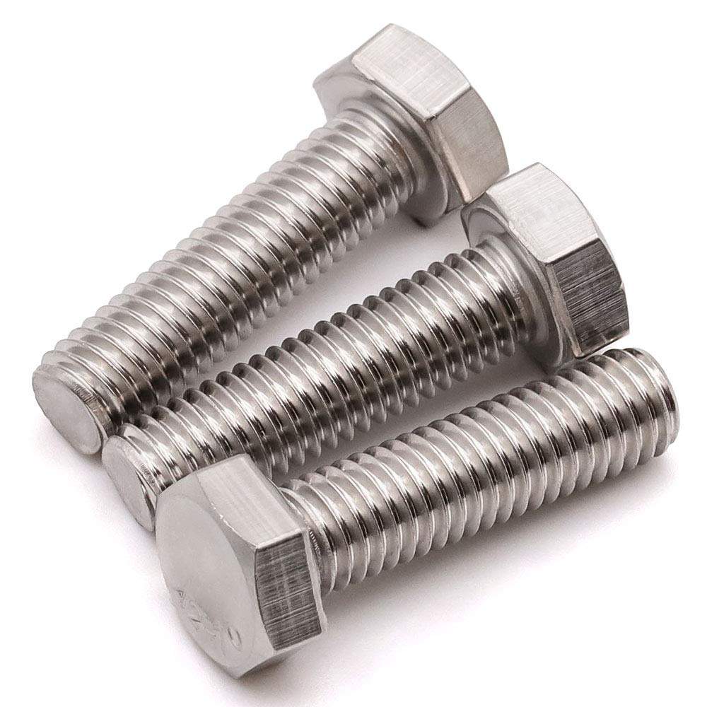 1/2-13 x 1 (8 PCS) Stainless Steel Hex Bolts, Hex Head Screws, Full Thread, Coarse Thread, Plain Finish, Machine Thread, Stainless Steel 304 (18-8)