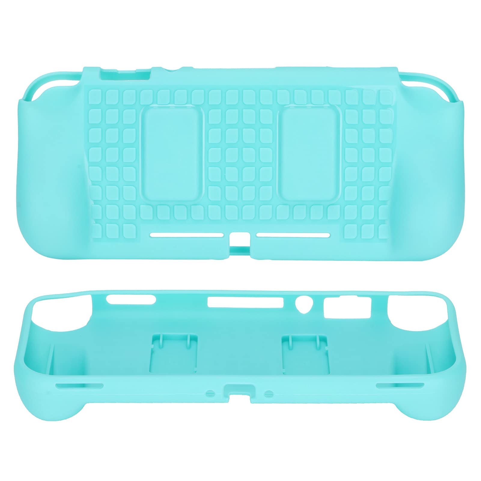 01 02 015 TPU Protective Case, Half Packed Protective Shell Case Elastic 2 Game Card Slots Ergonomics for Switch Lite(Turquoise)