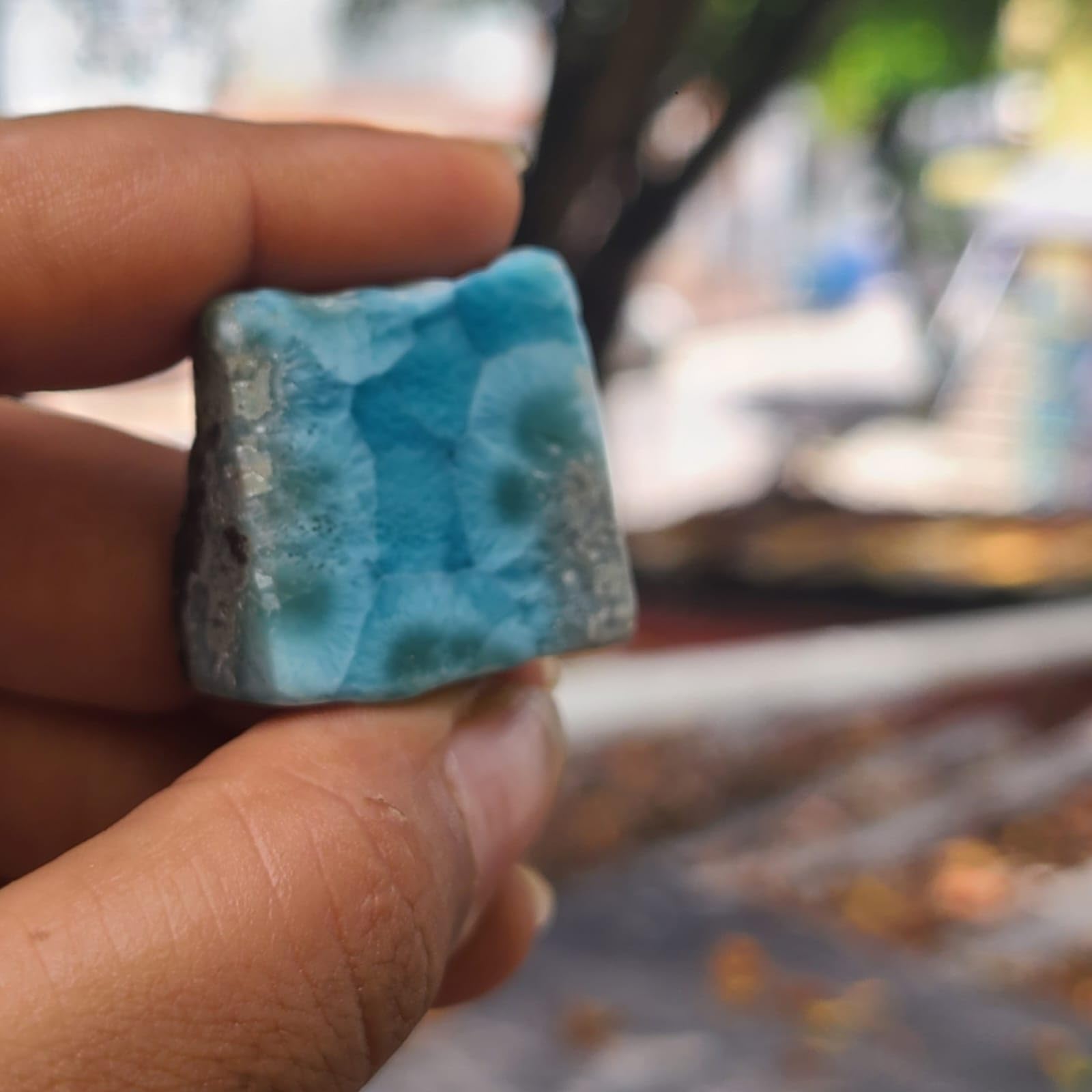 1 Authentic and Natural Larimar Rough Polished - Unique and Timeless Larimar Piece - Perfect for Jewelry Projects and Gem Collector - Larimar Charm - One-of-a-kind Larimar Statement Piece