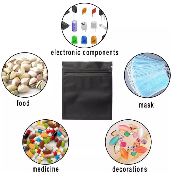 100pcs Mylar Bags For Clear Food Grade Storage and Packaging with Oxygen Absorbers 500cc - Ziplock Resealable Bolsas Mylar con absorbentes10"x14" (30pcs) 7"x10" (30pcs) 5"x7" (40pcs)