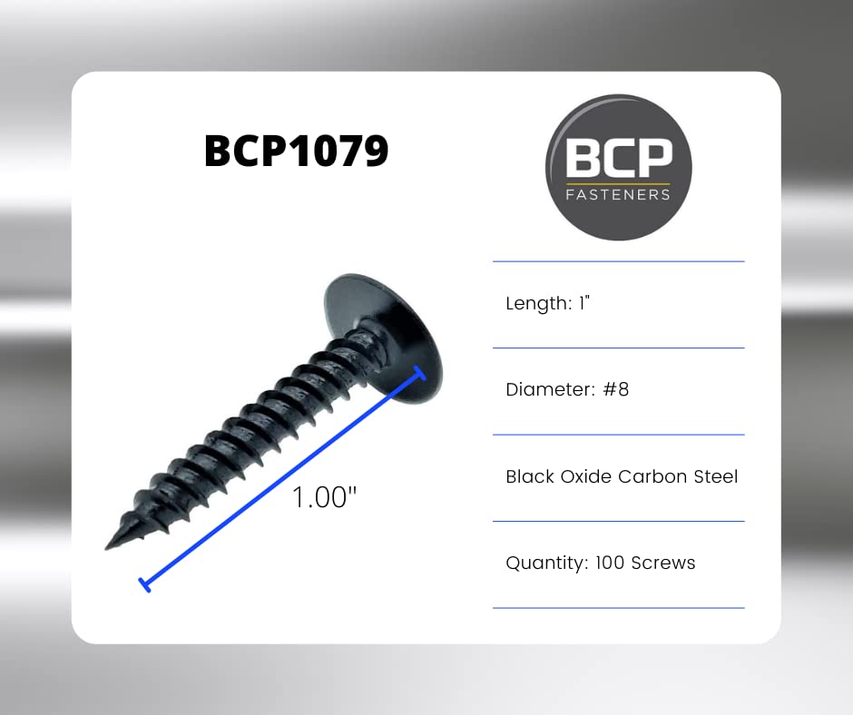 100 Qty #8 x 1" Black Phillips Modified Truss Head Wood Screws (BCP1079)