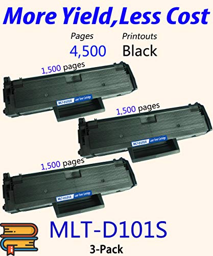 3-Pack ColorPrint Compatible Toner Cartridge Replacement for Samsung MLTD101S MLT-D101S 101S Used for ML-2160 ML-2165 ML-2165W SCX 3400 3400F 3400FW SCX-3405 SCX-3405F 3405FW SF-760P Printer (Black)