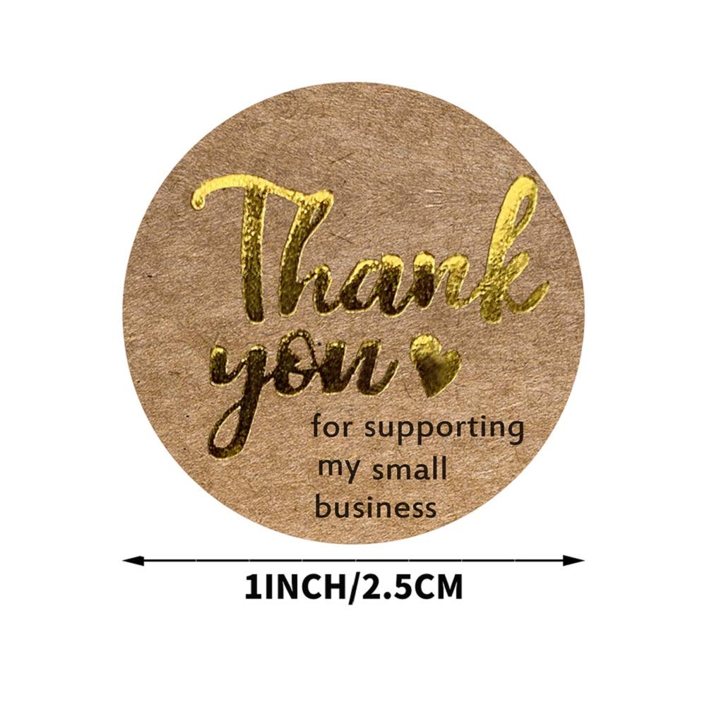1" Gold Thank You Stickers-Thank You Envelope Seal Stickers Kraft-1Inch 500Pcs Per Roll Thank You Stickers