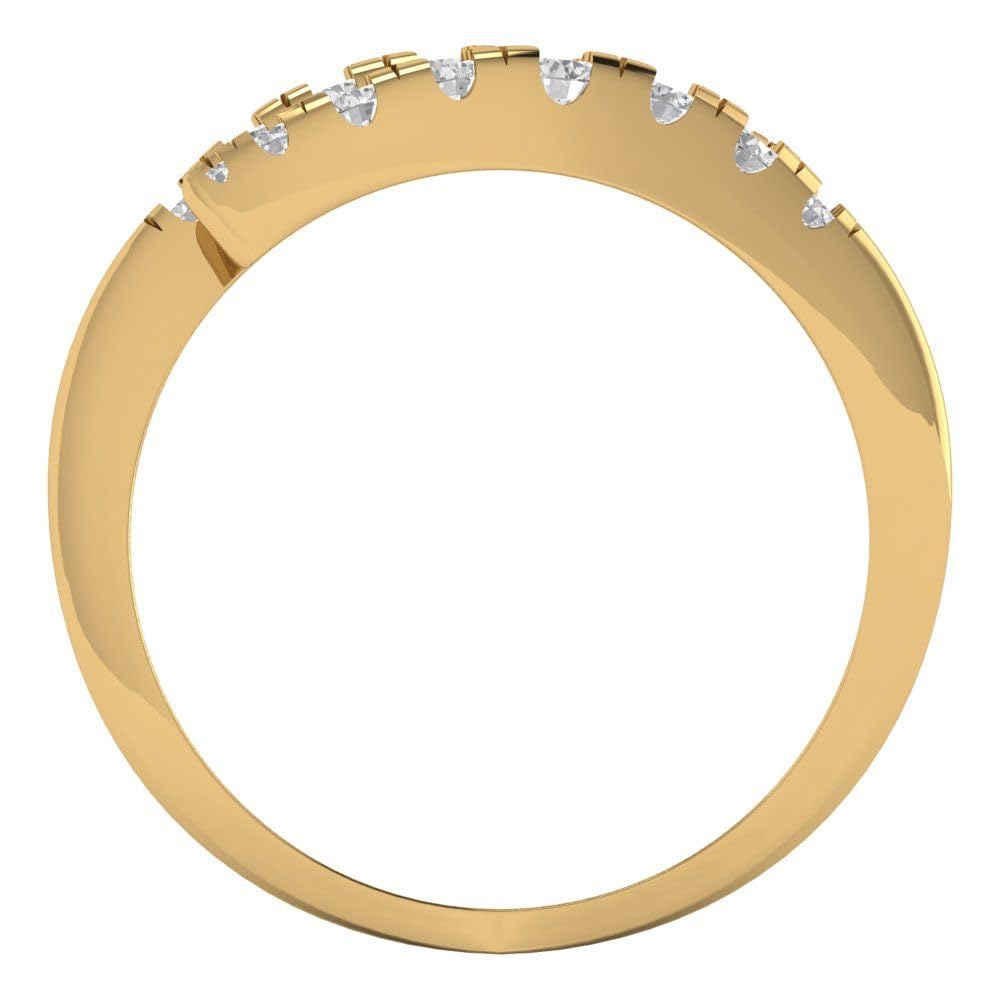 0.44 ct Brilliant Round Cut Clear Simulated Diamond 14k Yellow Gold Wedding Engagement Designer Anniversary Ring Band Sz 8.5