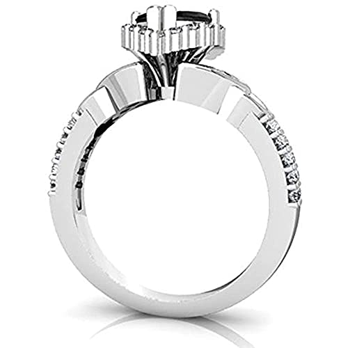 0.50 CT (5x3mm) Pear Cut Black Onyx 925 Sterling Silver 14K Gold Finish Celtic Knot Engagement Ring For Her (7.5)