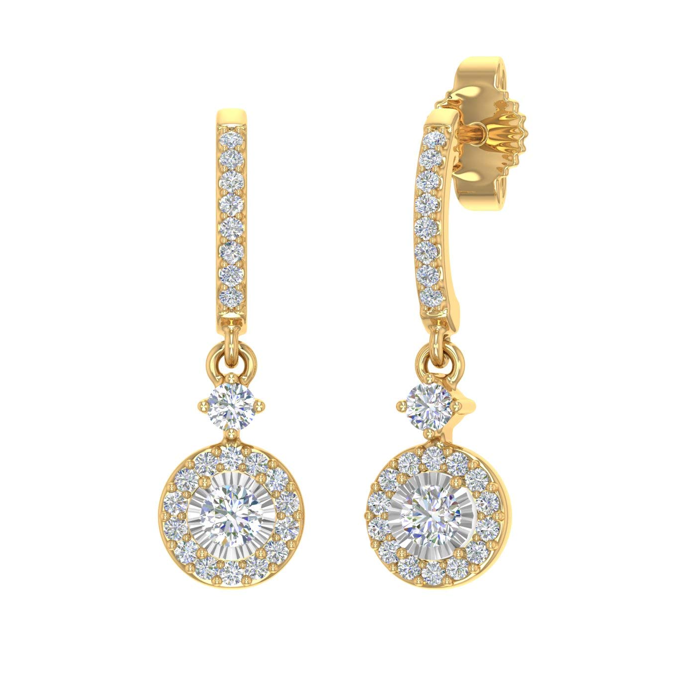 0.30 Carat Diamond Drop Dangling Earrings in 10K Yellow Gold