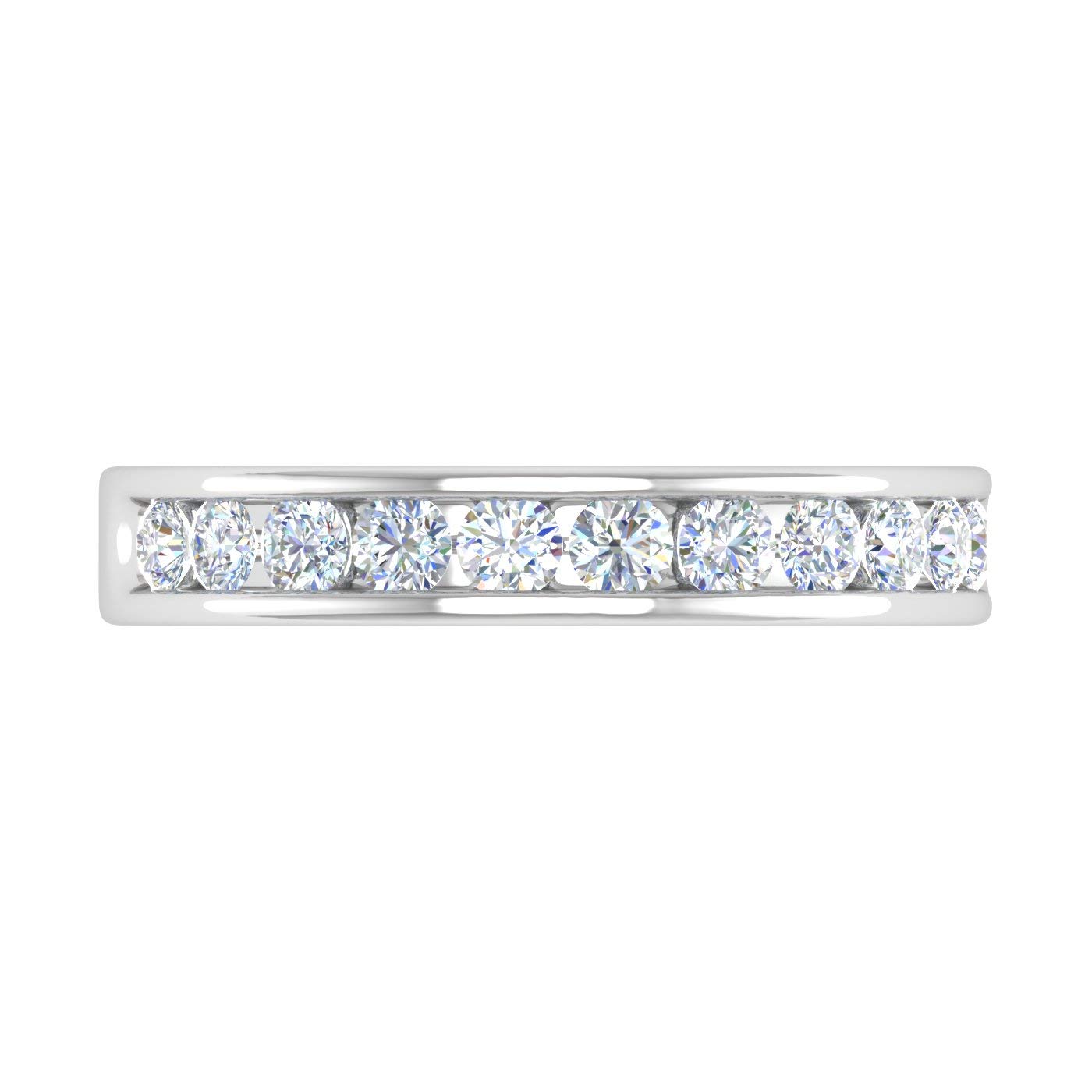 0.60 Carat Channel Set Diamond Wedding Band Ring in 14K White Gold (Ring Size 6.25)