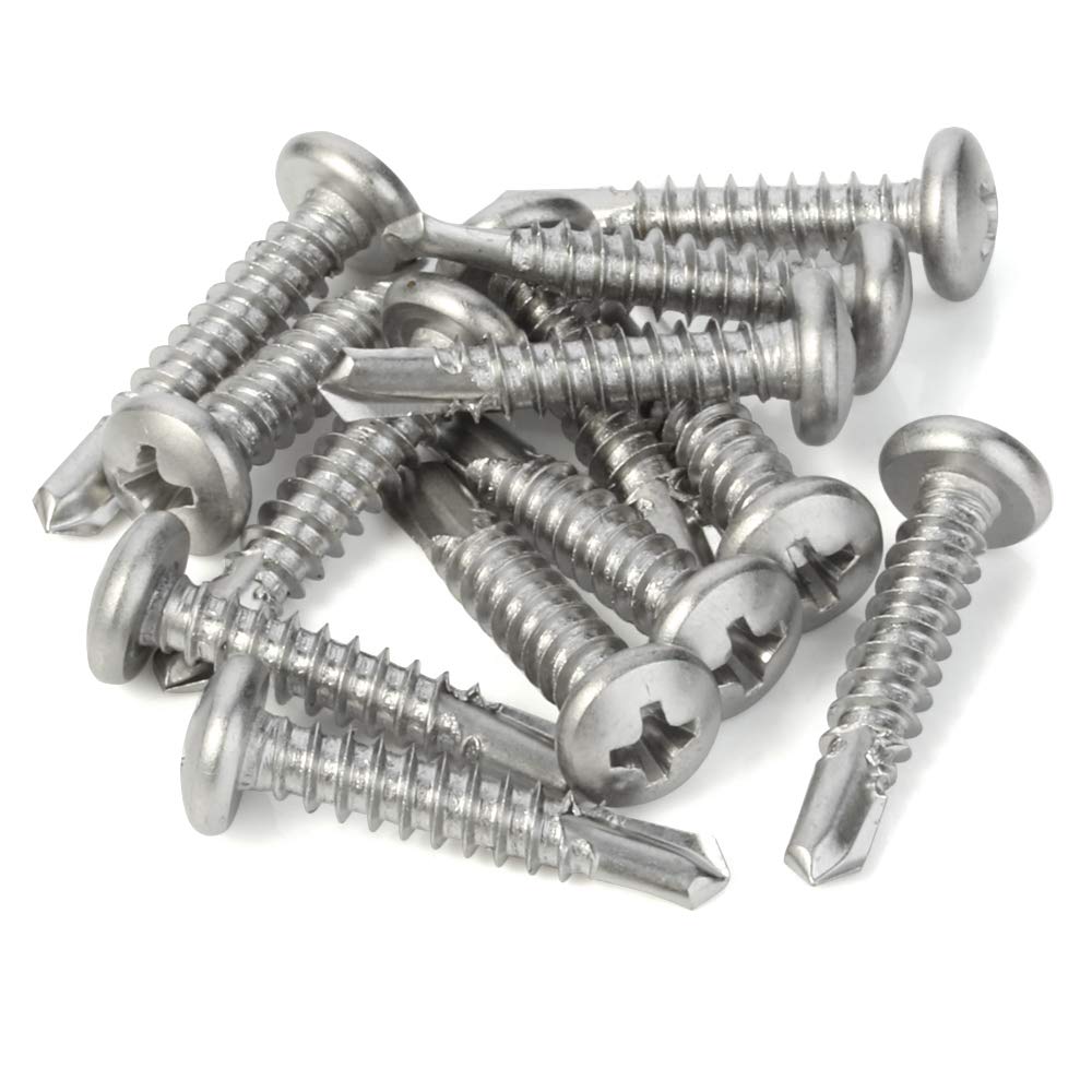 #14 x 1" Pan Head Self Tapping Screws Sheet Metal Screws, Stainless Steel 410, 50 PCS