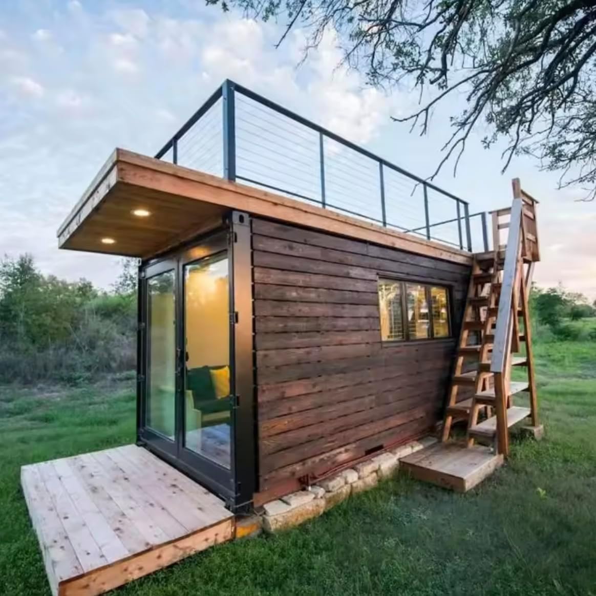1 Bedroom Container Houses 10x20FT Prefab Tiny Homes to Live in for Adults Mini Foldable Mobile Home Modular Guest Homes kit casas prefabricadas para Vivir with Water & Electricity