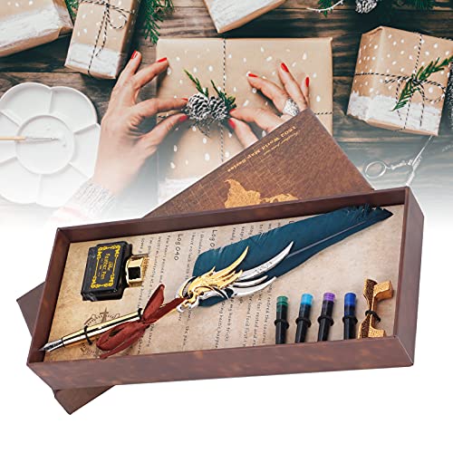 01 Calligraphy Pen Ink Set, Quill Pen Writing Quill Dip Pen Stainless Steel for Writing Gift Cards for Letter(navy blue, Polar Animals)
