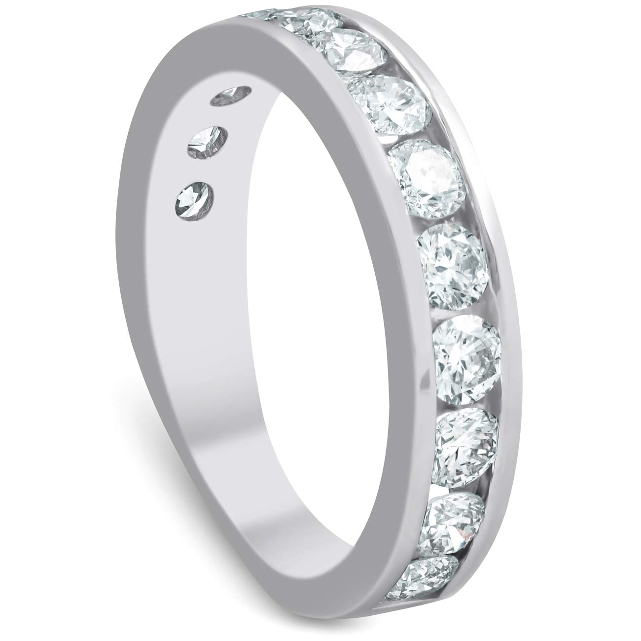 1 1/2 Ct Diamond Wedding Ring Channel Set Half Eternity Womens Band White Gold - Size 7