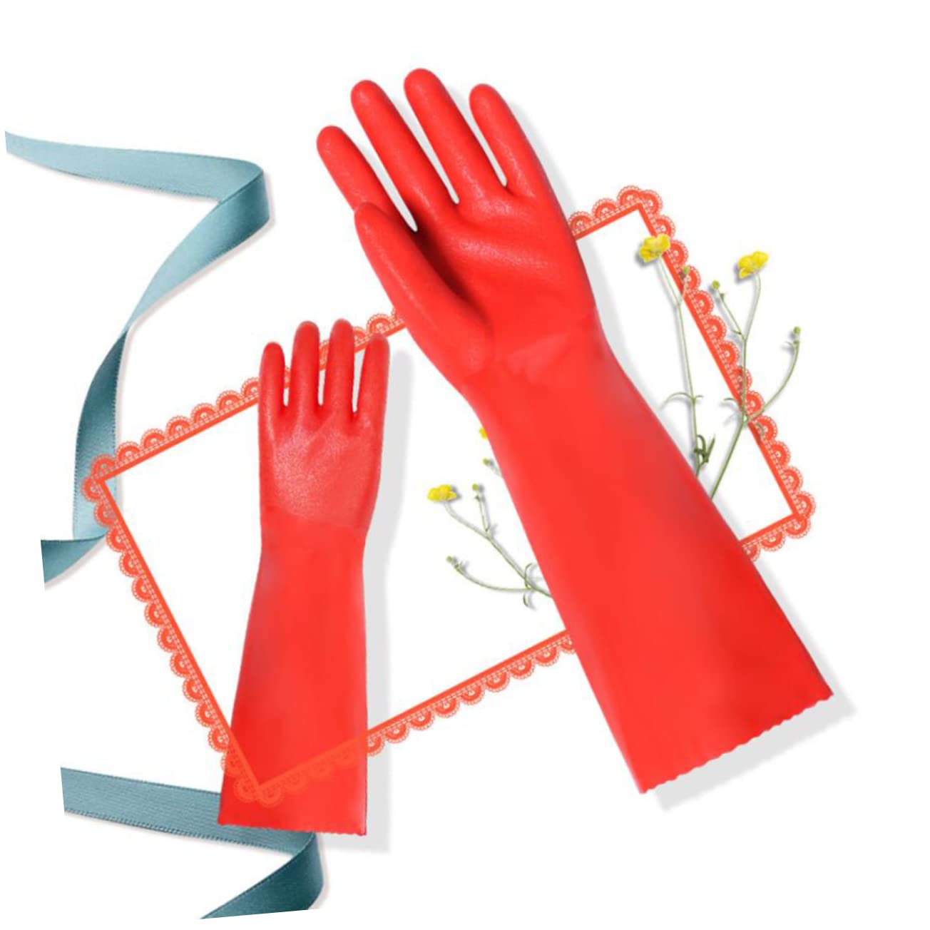 1 Pair gloves for cleaning latex gloves kitchen cleaning gloves housework gloves non-slip gloves thicken