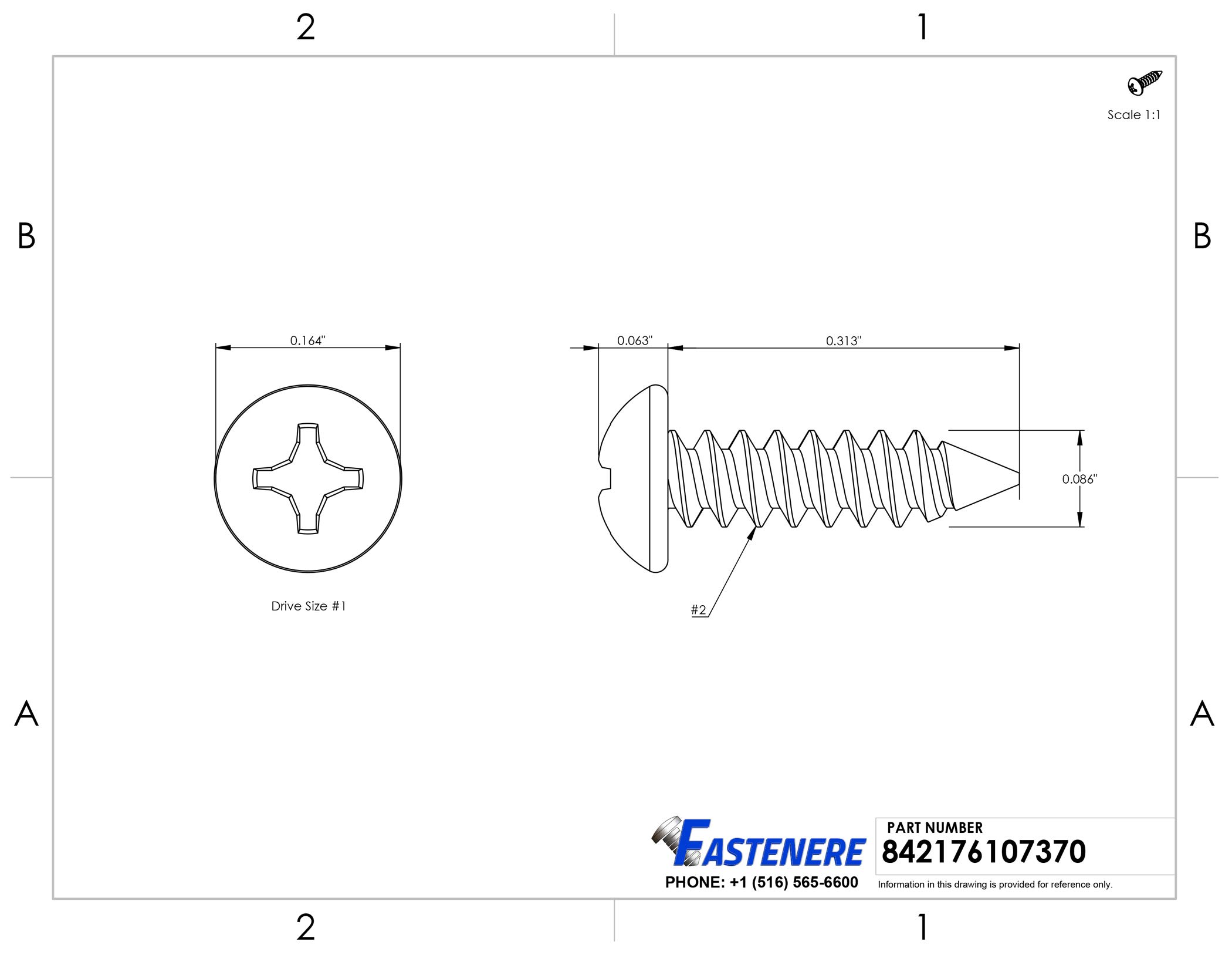 #2 x 5/16" Pan Head Sheet Metal Screws, Stainless Steel 18-8, Full Thread, Bright Finish, Self-Tapping, Quantity 100 by Fastenere