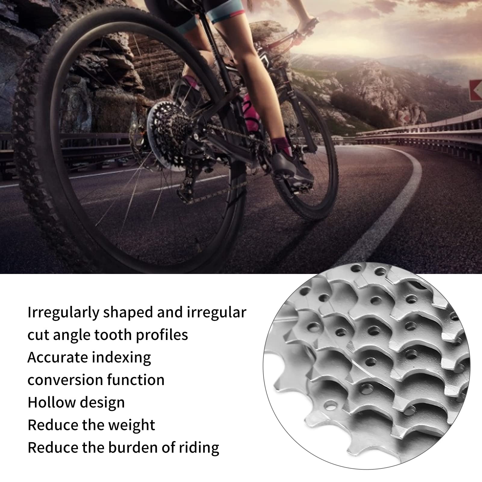 01 02 015 Bicycle Cassette, Bicycle Cassette Flywheel Rust Proof Impact Resistant for Road Mountain Bikes