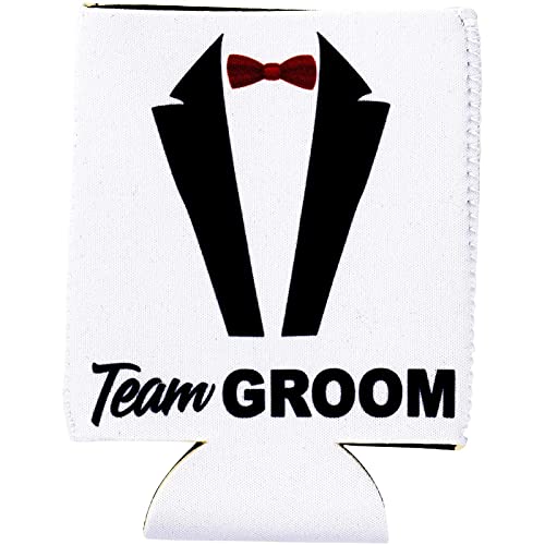 12 Pack Team Groom Neoprene Can Cooler Sleeves, Groomsmen Gifts Beer Cooler for 12oz Drinks