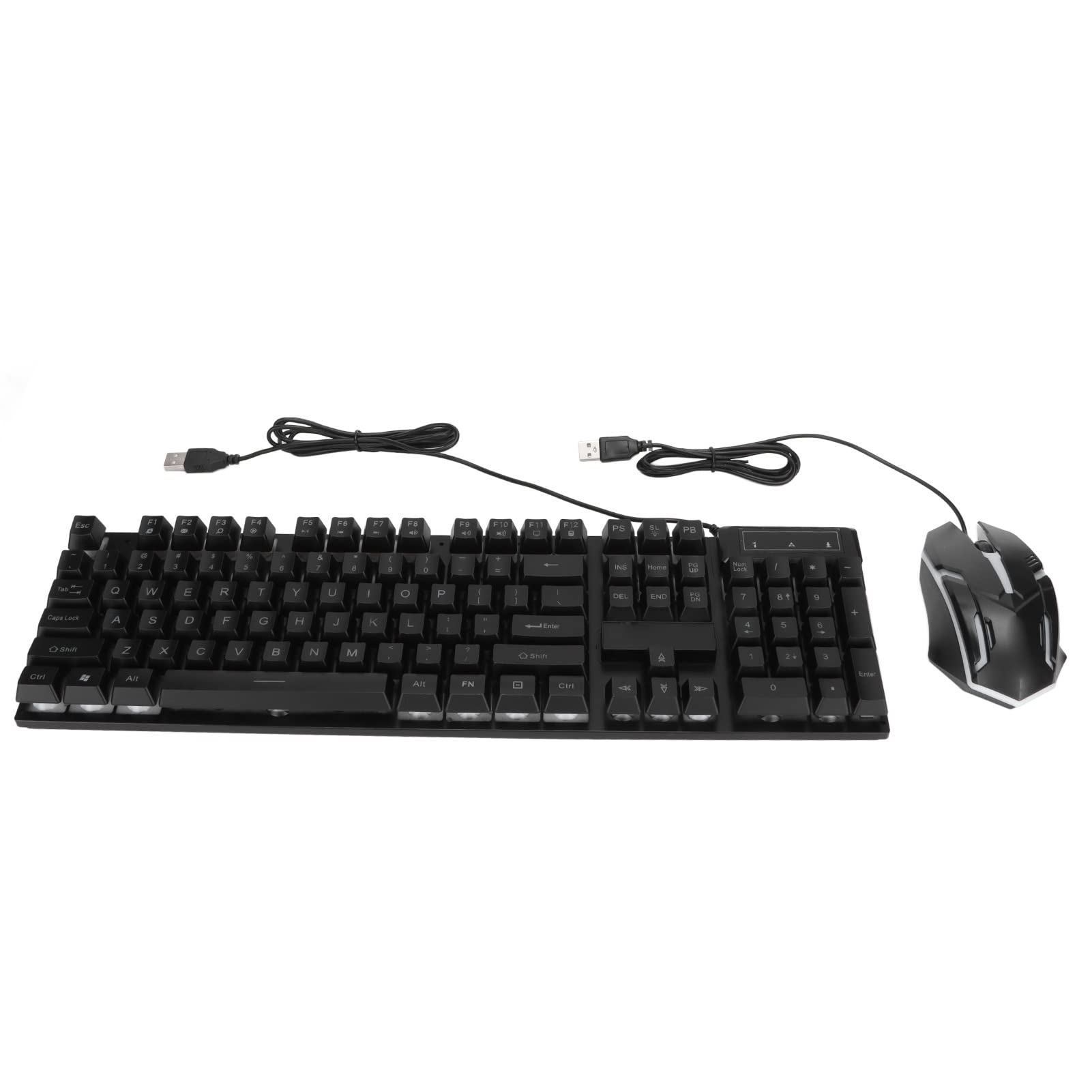 070 Gaming Keyboard and Mouse Combo Professional 104 Keys LED Backlit Ergonomic Waterproof Quick Response Gaming Mouse and Keyboard Set for Gaming Home Office (d500 Word Transparent Black Suit)
