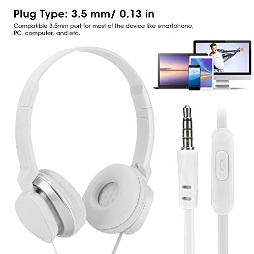 070 Over Ear Headset, Stereo Sound Earphone with Mic, Gaming Overhead Headphone, Stereo Sound Quality Headset,(White)