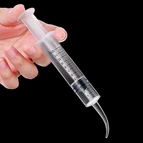 10 Pack Dental Syringes with Curved Tip Disposable Gradient Dental Irrigation Syringes for Oral Dental Care, Tonsil Stone Removal, Laboratory, Feeding Small Pets Curved Measurable