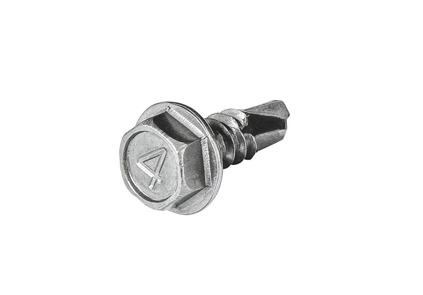 #8 x 1/2" Hex Washer Head Self-Drilling Tek Screw, Stainless Steel for Attaches Steel, Stainless Steel, Sheet Metal