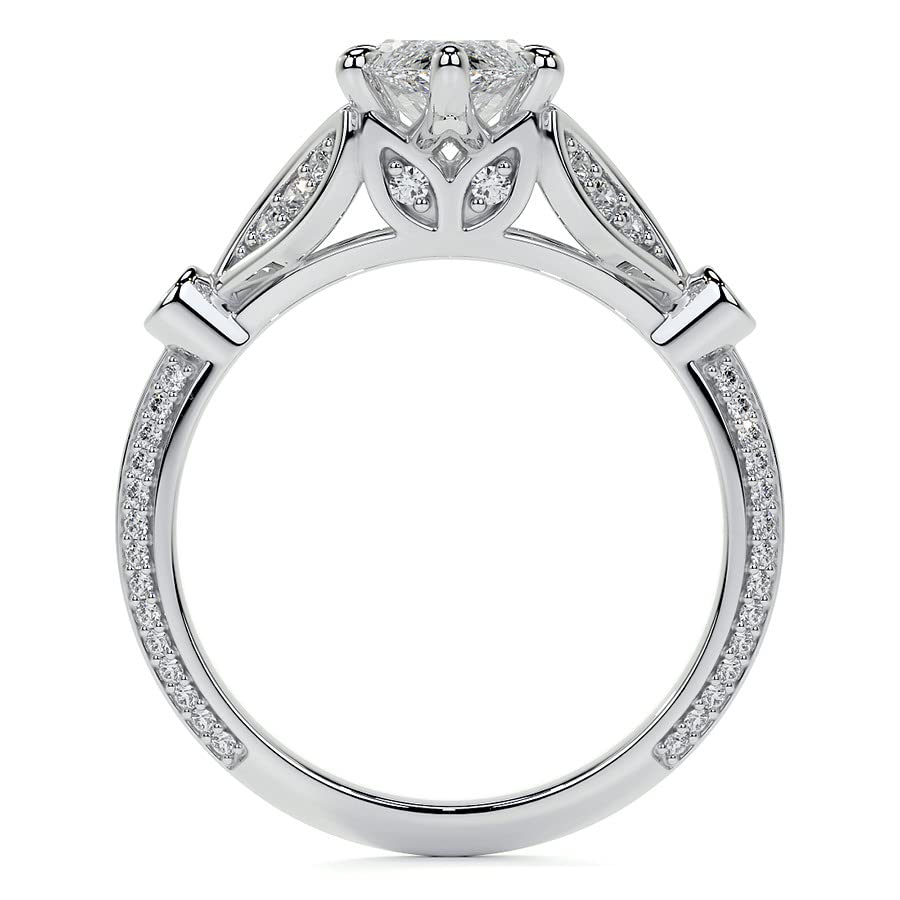 1 CT Marquise Cut Colorless Moissanite Engagement Ring Split Shank Art Deco Style, Handmade 10K 14K 18K Solid White Gold & 925 Sterling Silver Wedding Bridal Anniversary Promise Ring Gift