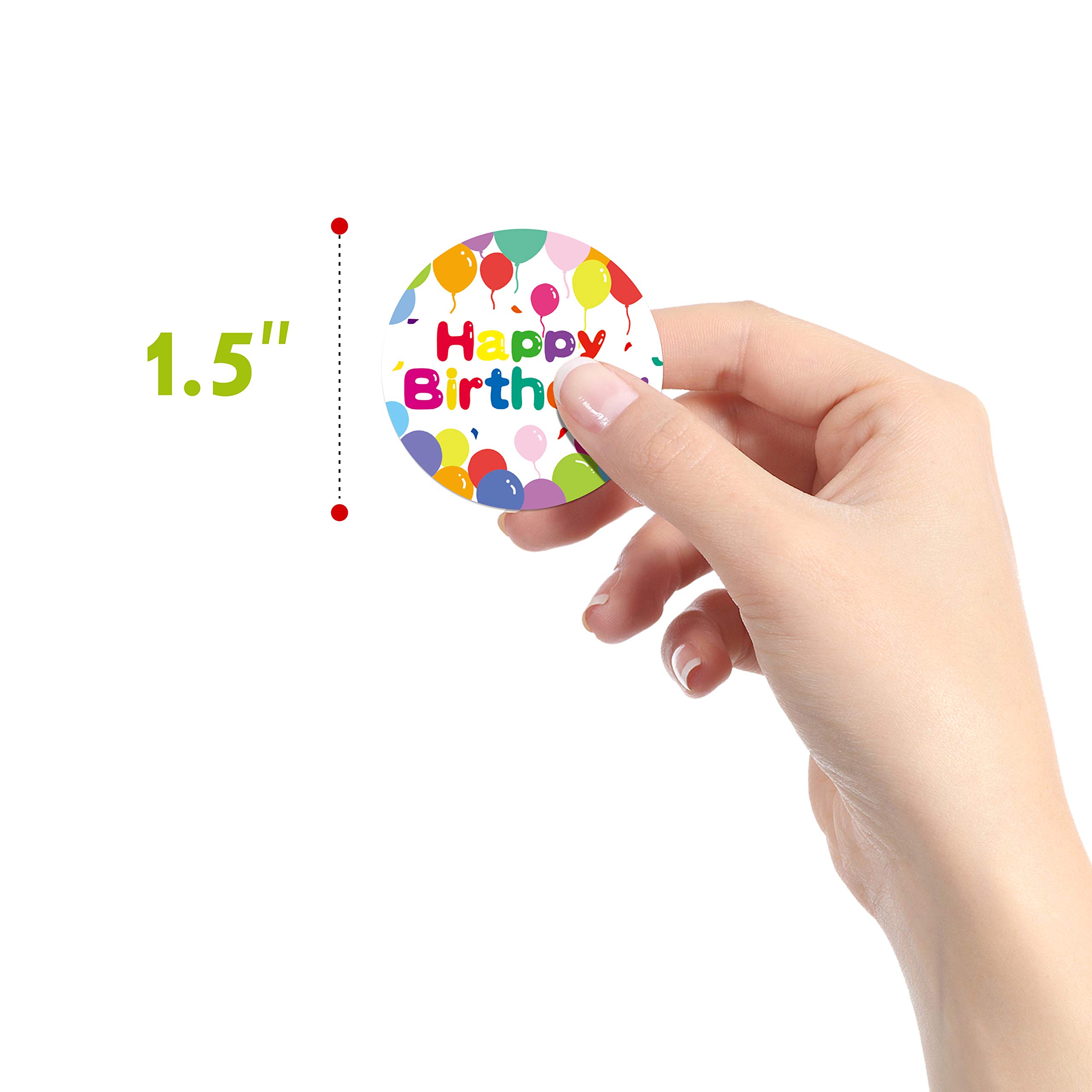 1000 PCS Adorable Balloon Shaped Happy Birthday Stickers in 16 Designs with Perforated Line Expanded Version (Each Measures 1.5" in Diameter)