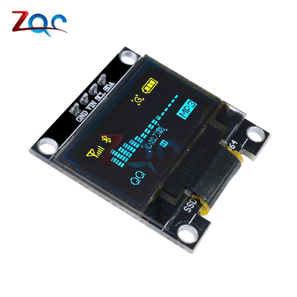0.96 inch IIC Serial Yellow Blue OLED Display Module 128X64 I2C SSD1306 12864 LCD Screen Board GND VCC SCL SDA 0.96' for Arduino