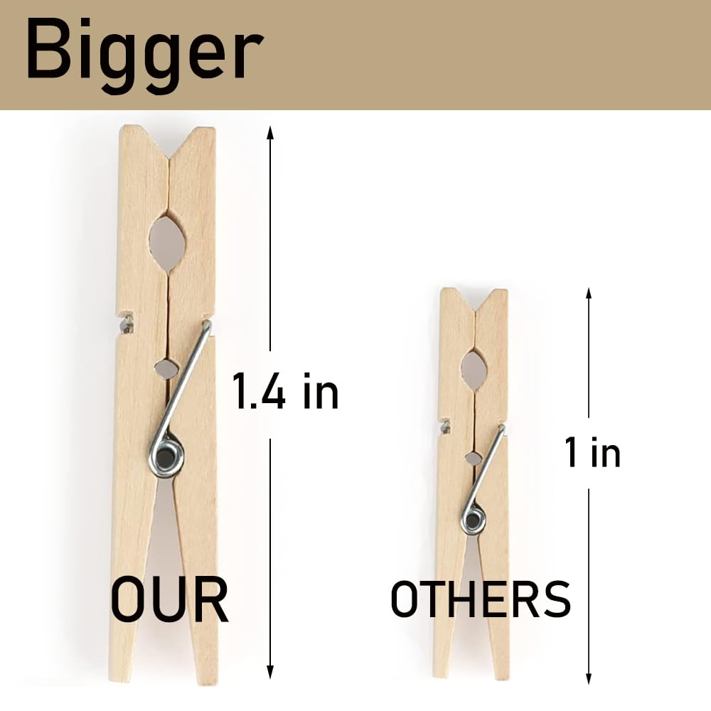 1.4 Inch Mini Clothes Pins for Photo, 130 Pcs Small Clothes Pins, Wooden Clothespins for Baby Shower, Party, Crafts DIY Project