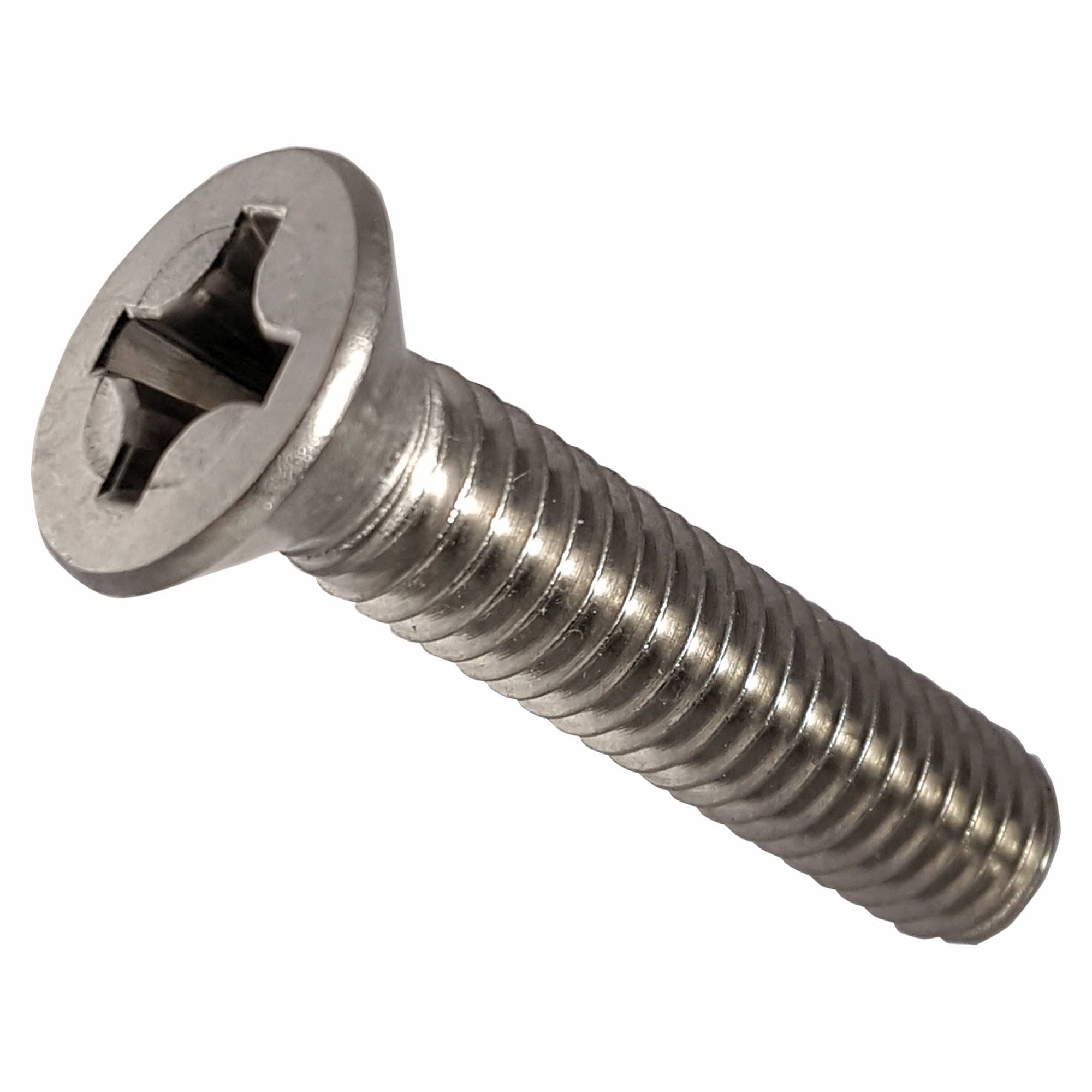 1/4-20 x 1" Flat Head Machine Screws, Phillips Drive, Stainless Steel 18-8, Full Thread, Bright Finish, Machine Thread, Quantity 50 by Fastenere